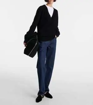 TOTEME Cashmere V-neck Sweater - Black