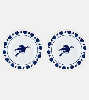 La DoubleJ Wildbird Set Of 2 Soup Plates - Blue