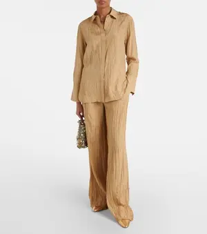 JOSEPH Thoresby Silk Palazzo Pants - Neutrals