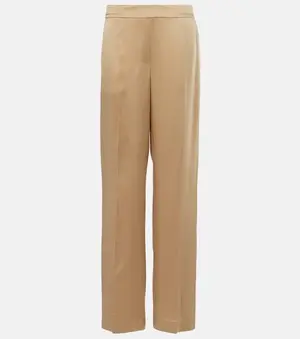 JOSEPH Tawa Silk Satin Straight Pants - Beige