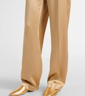 JOSEPH Tawa Silk Satin Straight Pants - Beige