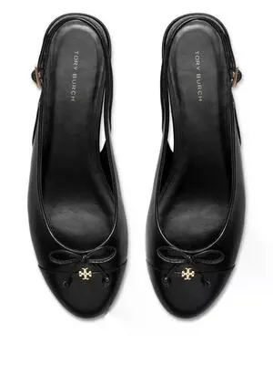 Tory Burch Leather Ballerinas - Black