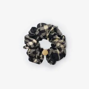 Burberry Check Silk Scrunchie - Black/calico Beige