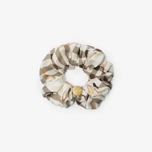 Burberry Check Silk Twill Scrunchie Pebble Beige