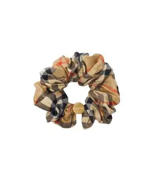 Burberry Check Silk Twill Scrunchie Sand Beige