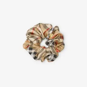 Burberry Check Silk Twill Scrunchie Sand
