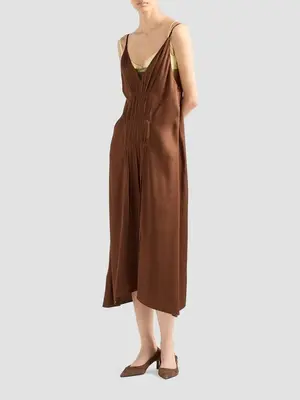 Prada Satin Crepe Dress - Brown