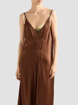 Prada Satin Crepe Dress - Brown
