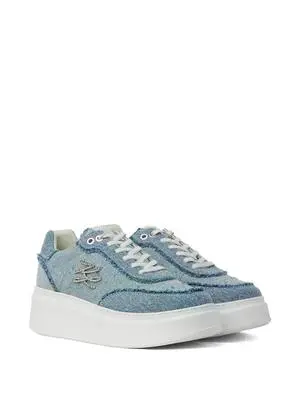 Karl Lagerfeld Indigo Denim Platform Sneakers