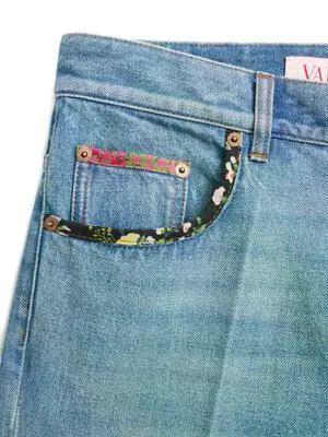 Valentino Garavani Floral-trim Jeans - Blue