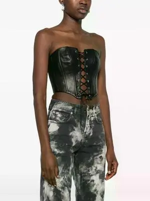 John Richmond Lace-up Leather Corset Top