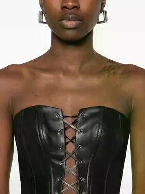 John Richmond Lace-up Leather Corset Top