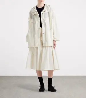 Prada Cotton-blend Hooded Belted Jacket - Neutral