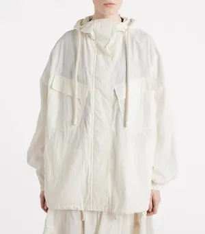 Prada Cotton-blend Hooded Belted Jacket - Neutral