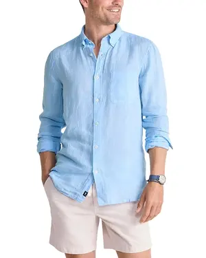 Vineyard Vines Surfside Regular Fit Button Down Linen Shirt - Jake Blue