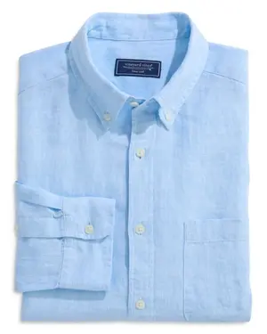 Vineyard Vines Surfside Regular Fit Button Down Linen Shirt - Jake Blue