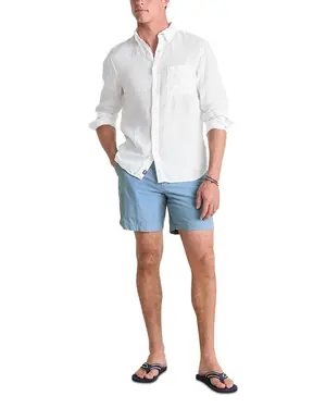 Vineyard Vines Surfside Regular Fit Button Down Linen Shirt - White