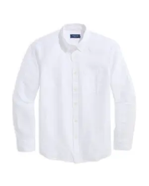 Vineyard Vines Surfside Regular Fit Button Down Linen Shirt - White