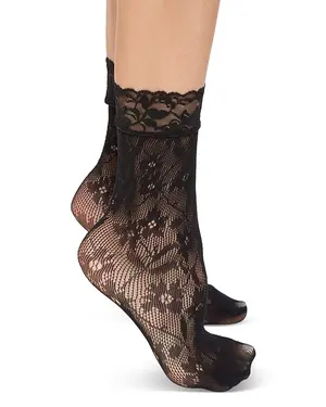 STEMS Floral Fishnet Socks - Black
