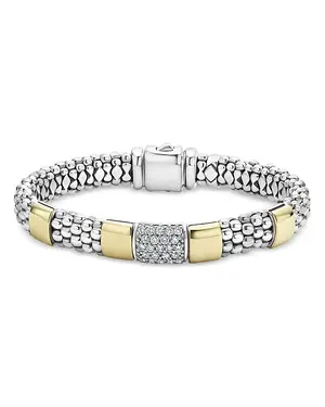 Lagos Sterling Silver And 18k Gold Diamond Bracelet - Silver/gold