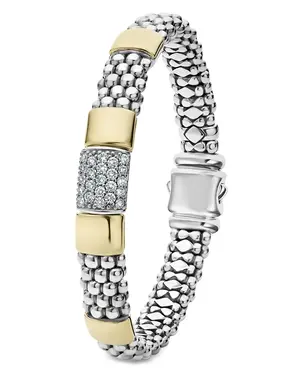 Lagos Sterling Silver And 18k Gold Diamond Bracelet