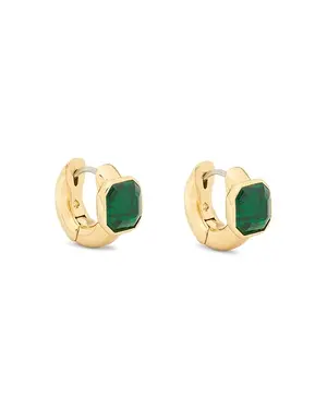 Kate Spade New York Asscher Huggie Earrings - Green/gold