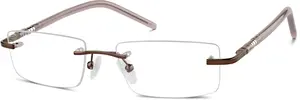 Zenni Rectangle Rimless Eyeglasses - Brown