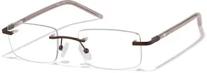 Zenni Rectangle Rimless Eyeglasses - Brown
