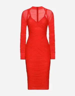 Dolce & Gabbana Tulle Draped Calf-length Dress