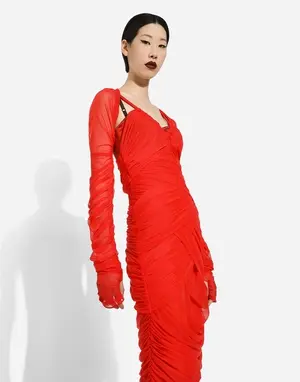 Dolce & Gabbana Tulle Draped Calf-length Dress