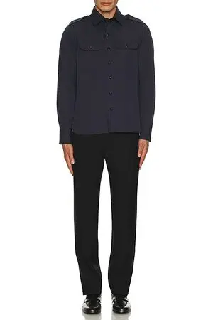 TOM FORD Fluid Poplin Western Shirt - Navy