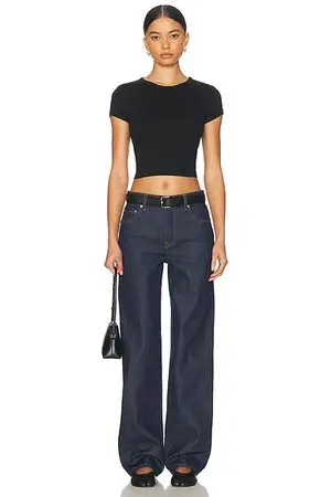 Enza Costa Supima Baby Rib Cropped Tee - Black