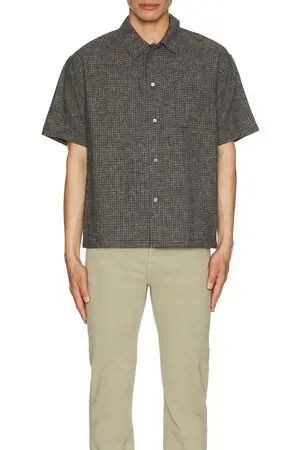 FRAME Textured Button Down Shirt In Black