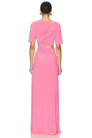 SID NEIGUM Gathered Slit Maxi Dress - Pink