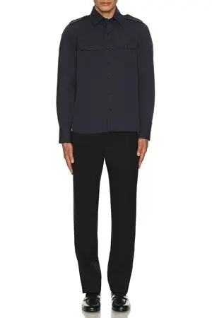 TOM FORD Fluid Poplin Western Shirt In Blue