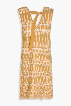 Diane Von Furstenberg Reilly Frayed Jacquard-knit Mini Dress - Marigold