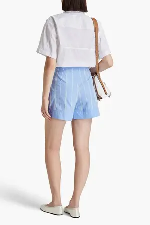 3.1 Phillip Lim Striped Embroidered Cotton-blend Shorts - Light Blue