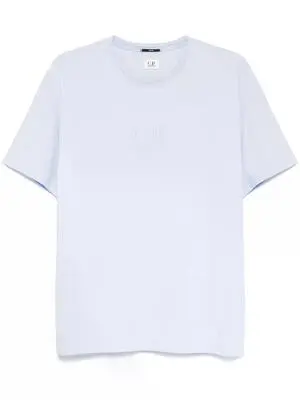 C.P. COMPANY Logo-embroidered Piqué T-shirt - Blue