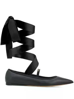 FERRAGAMO Leather Ballerina Flats - Black