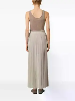 AMI Paris Pleated Long Skirt - Neutrals