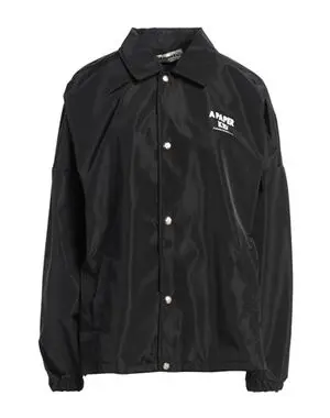 A PAPER KID Polyester Windbreaker Jacket - Black