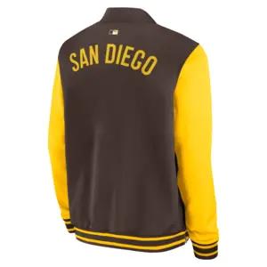 Nike San Diego Padres Authentic Collection Dugout Mlb Full-zip Bomber Jacket - Brown