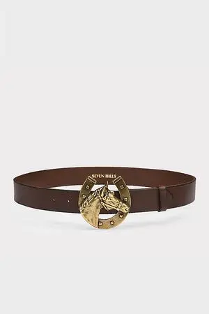 SEVEN HILLS Woodside Horse Buckle Leather Belt - Brown