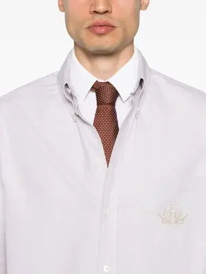Fendi Oxford Shirt With Crest Embroidery - White