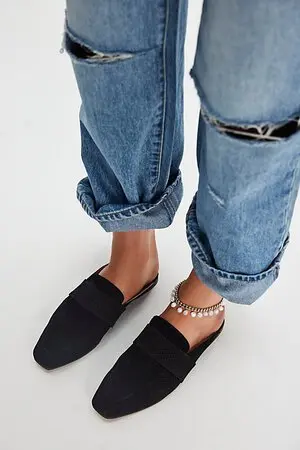 Free People At Ease Embossed Loafers - Black Suede