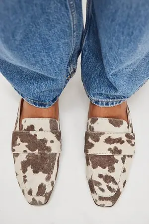 Free People At Ease Embossed Loafers - Cow Print Suede