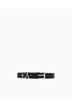 Emporio Armani Smooth Leather Belt With Moulded Ea Buckle - Black