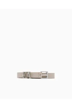 Emporio Armani Emporio Armani Smooth Leather Belt With Moulded EA Buckle - Natural