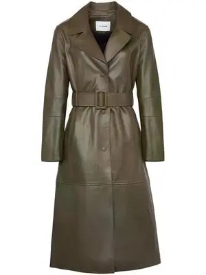 YVES SALOMON Leather Trench Coat - Green