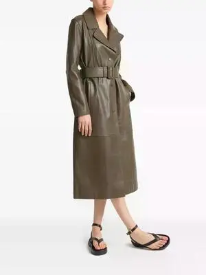 YVES SALOMON Leather Trench Coat - Green